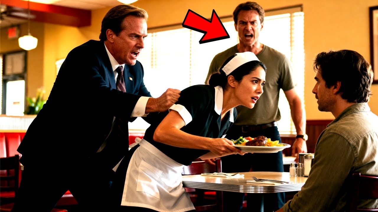 Arrogant Manager Pushes Waitress While Serving To A Customer, Then ...