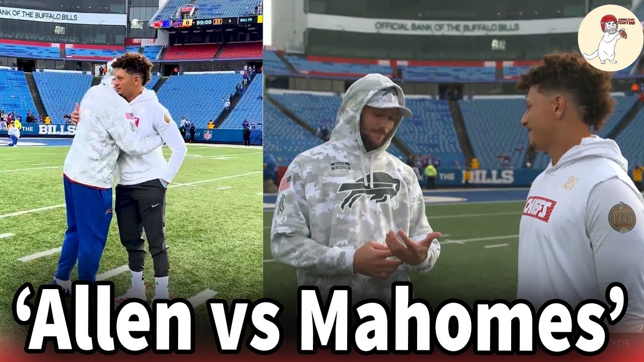 ICONIC! Josh Allen HUGGING Patrick Mahomes at Highmark stadium ahead ...