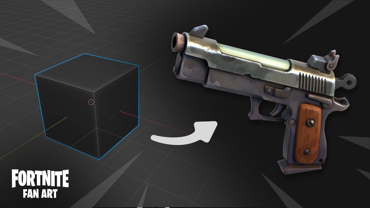 From Scratch to Game-Ready: Fortnite Pistol 3D Modeling Timelapse - YouTube