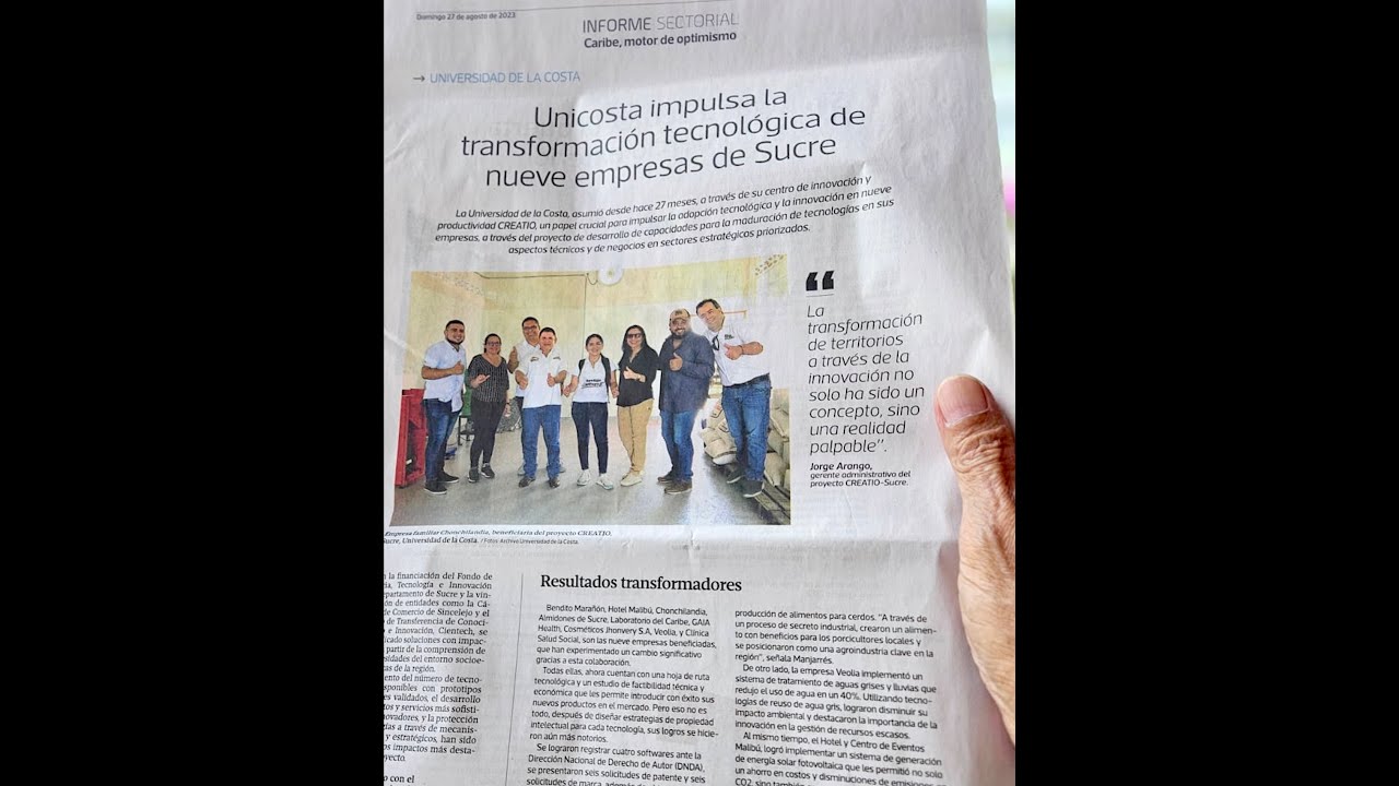Caribe Motor de Optimismo, Creatio Sucre Innovador, UniCosta - YouTube