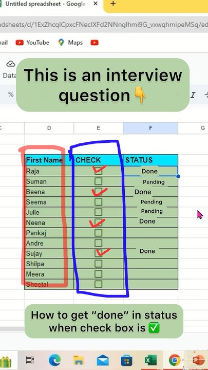 How to status as “done” or “pending” if checkbox has in excel⁉️ | BPA ...