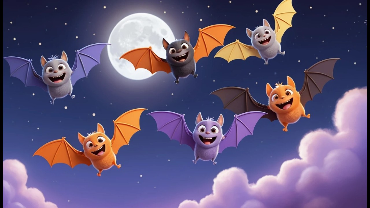 Seven Little Bats Swoop Swoop Swoop | Spooky Fun Counting Song for Kids ...