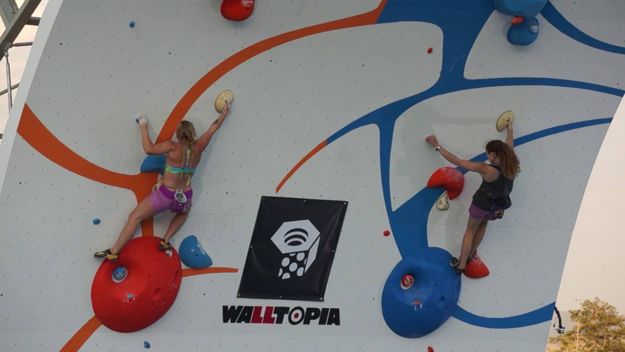 Emily Harrington and Lily Canavan climb at Psicobloc Masters 2016 ...