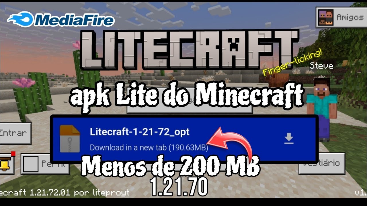 Apk lite do minecraft 1.21.70 versão mais atualizada (pesando menos de ...