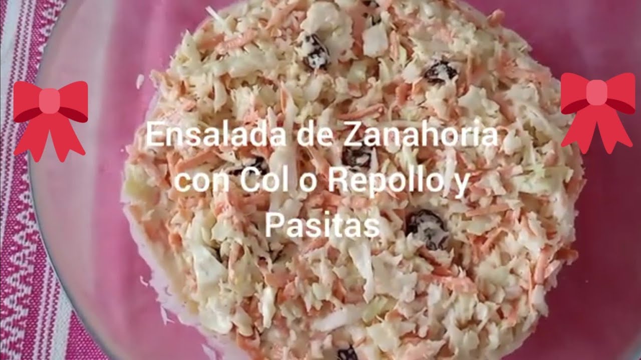 Ensalada de Zanahoria y Col o Repollo con Pasitas, rápida, rica y fácil ...