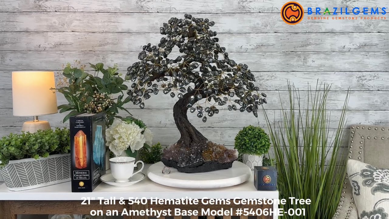 Model # 5406HE-001 Hematite Gemstone Tree 20" Tall & 540 Gems by ...