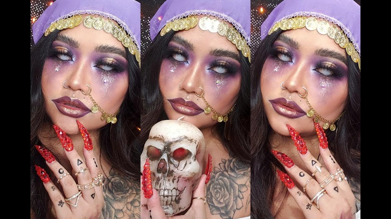 Cursed Fortune teller Halloween makeup tutorial. - I'M BACK! - YouTube