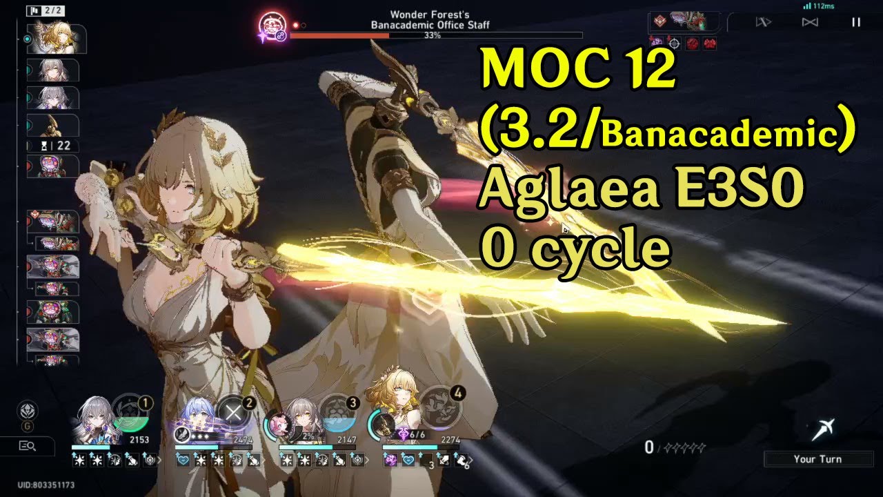 MOC 12 (3.2 new) - Aglaea E3S0 (Robin e1,Bronya,RMC) vs. Banacademic 0 ...