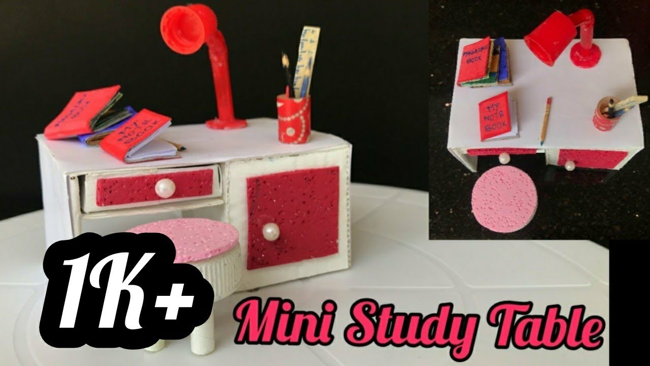 Miniature study table and chair with cardboard - YouTube
