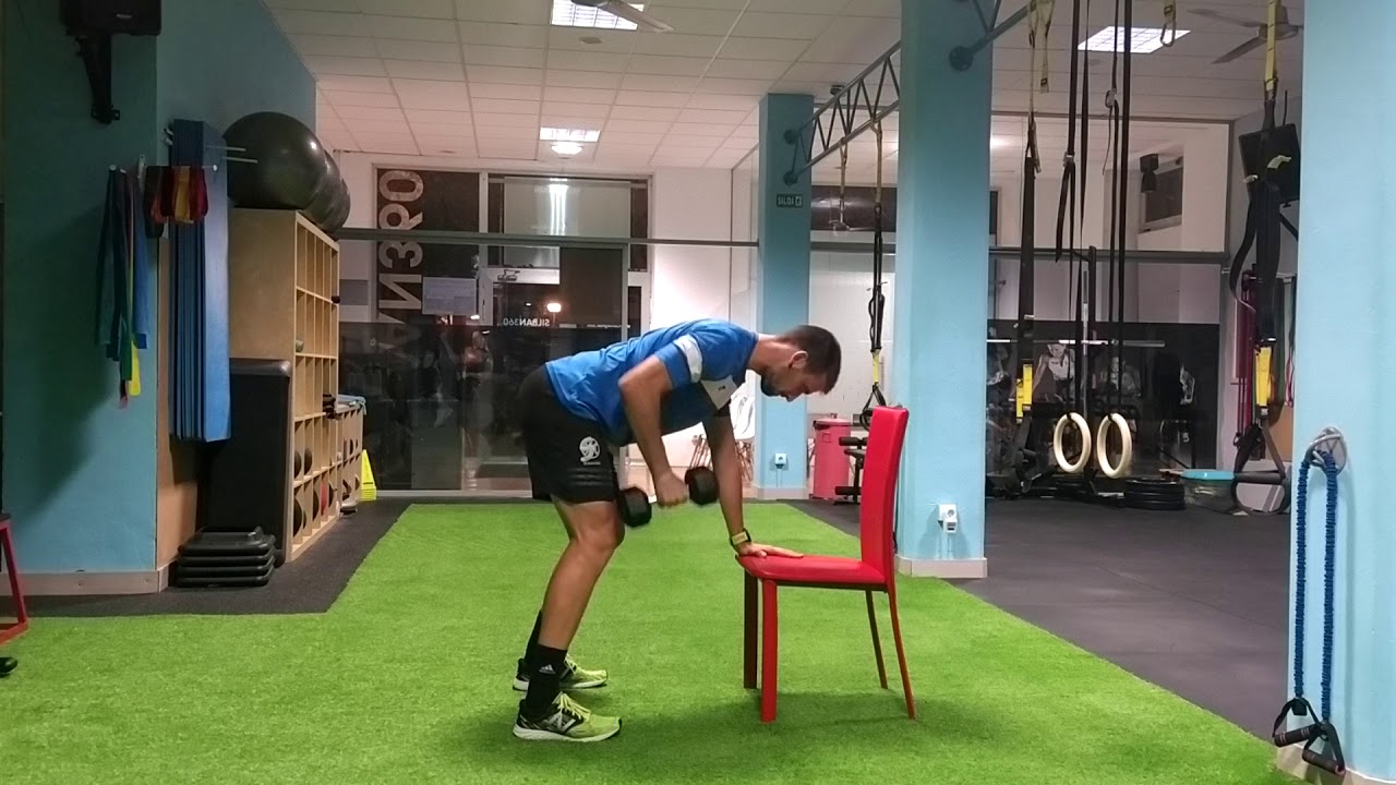 Remo horizontal con mancuerna - YouTube