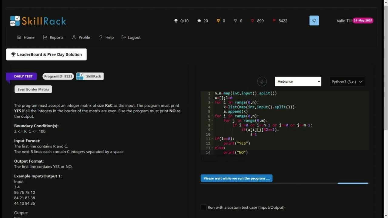 Skillrack Daily Test 30092023 Even Border Matrix Program Id