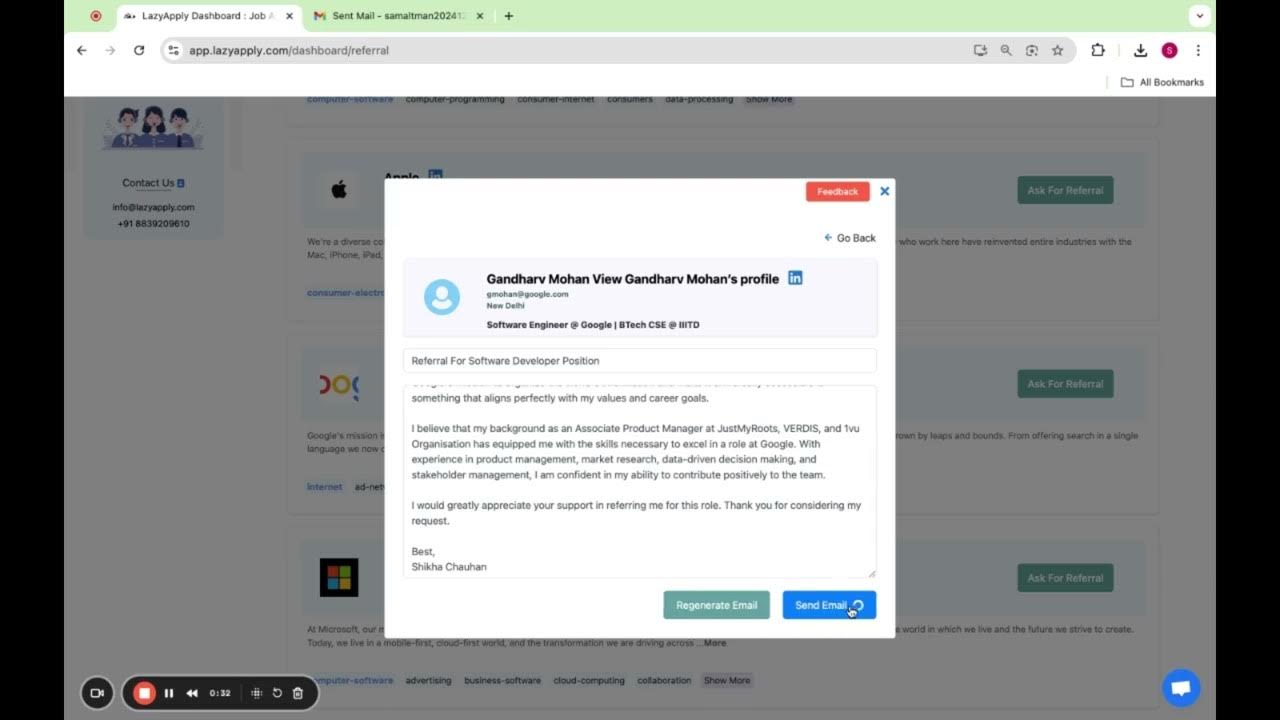 LazyApply Ask For Referral automation Bot Demo | Lazyapply review | AI Job automation tool - YouTube