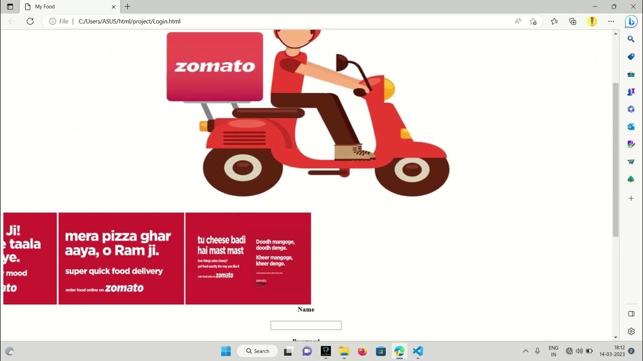 HTML Login Page || Zomato Loging Page || Without CSS, JavaScript - YouTube