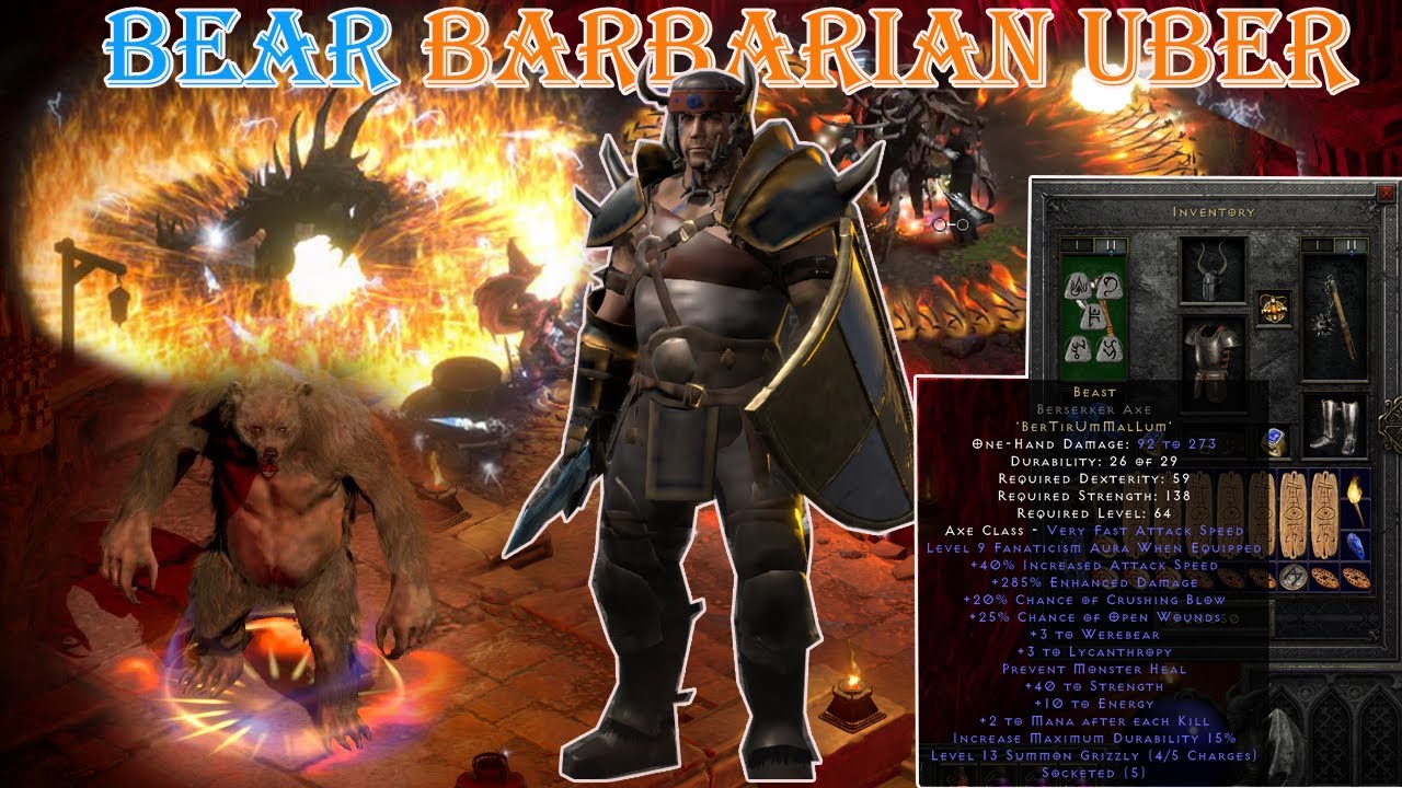 Diablo II Resurrected - Bear Barbarian(Special Build) Uber Tristram ...