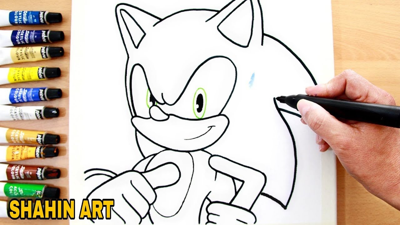 How to Draw and Paint SONIC The Hedgehog (Coloring with markers and ...