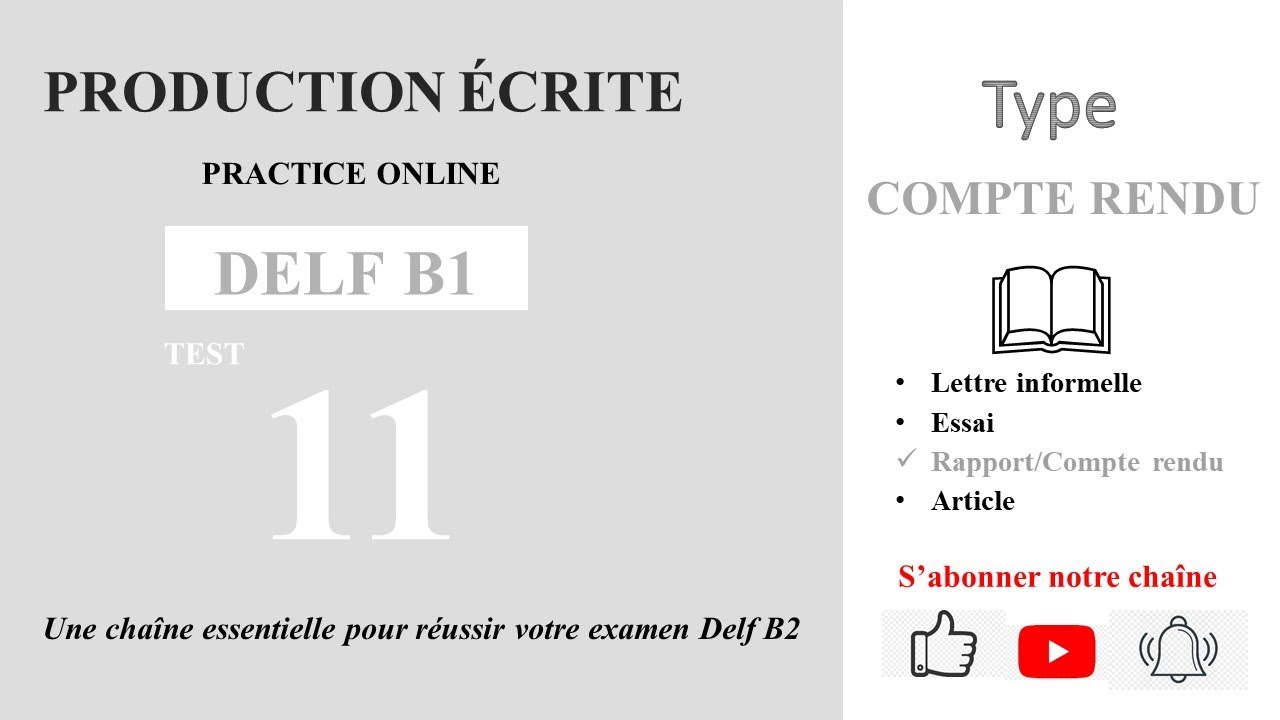 DELF B1 - Production écrite [Test 11] - COMPTE RENDU - "MA PREMIÈRE ...