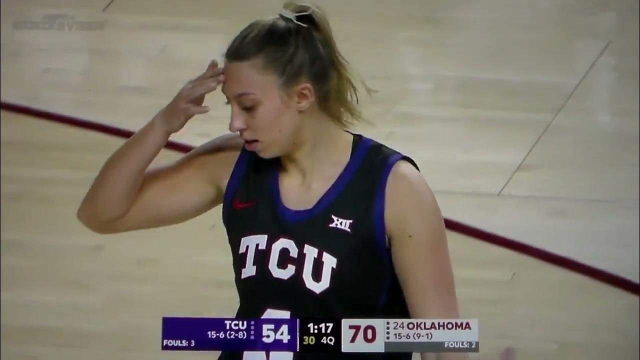 TCU's Sara Sylvester, 3 other walk ons ent game, Sara scores 1st TCU point on free throw vs ...