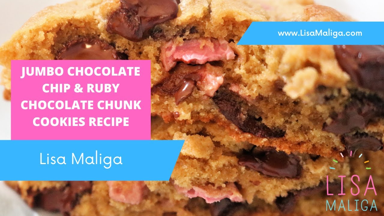 Jumbo Chocolate Chip & Ruby Chocolate Chunk Cookies Recipe - YouTube
