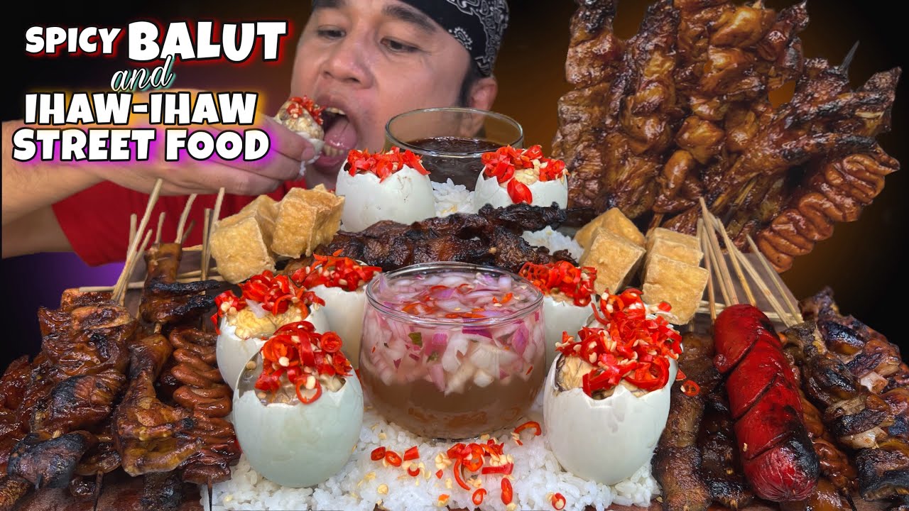 SPICY BALUT & ASSORTED IHAW-IHAW PHILIPPINES STREET FOOD MUKBANG PINOY ...