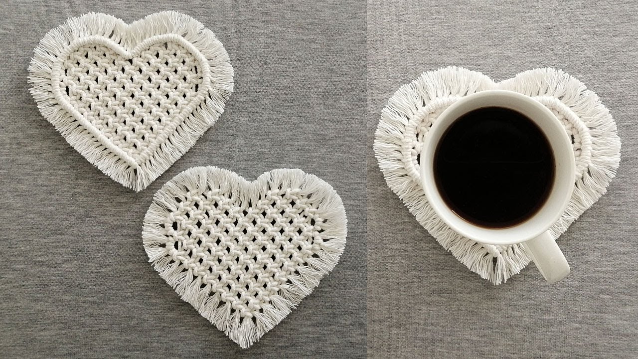 DIY POSAVASOS ☕️ CORAZON ️ en MACRAME (paso a paso) | DIY Macrame Heart ...