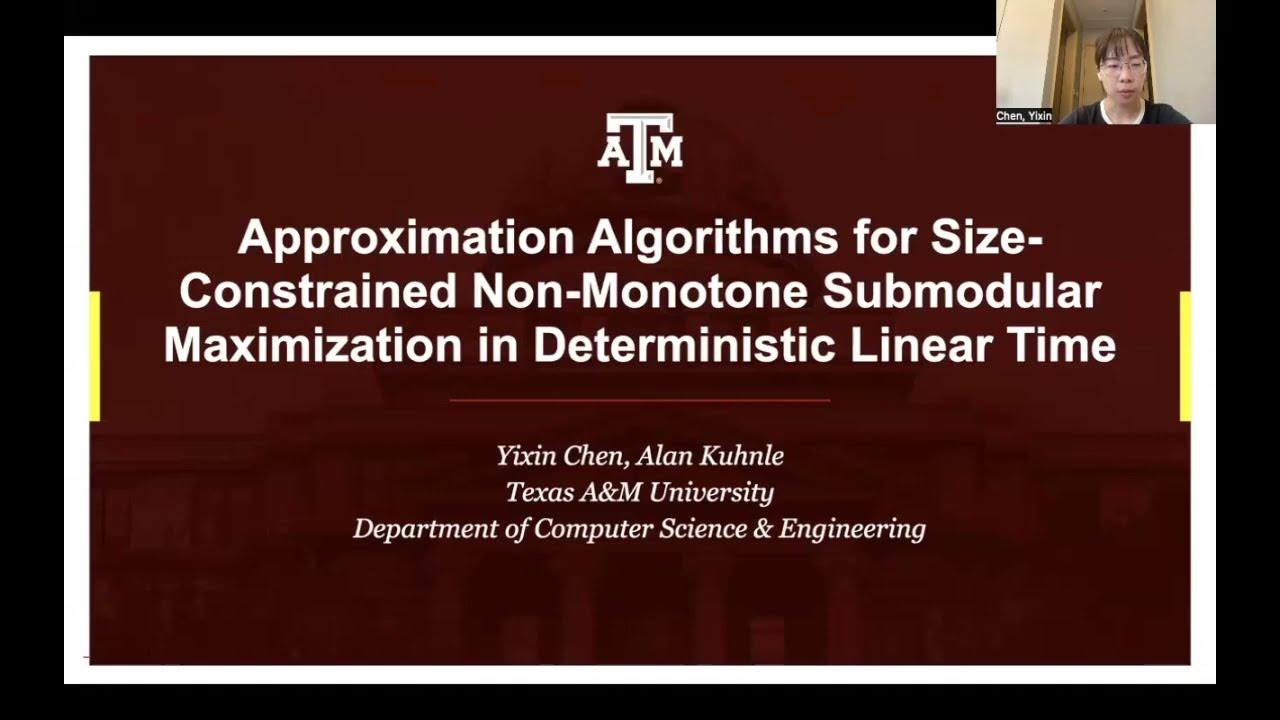 Kdd 2023 Approximation Algorithms For Size Constrained Non Monotone