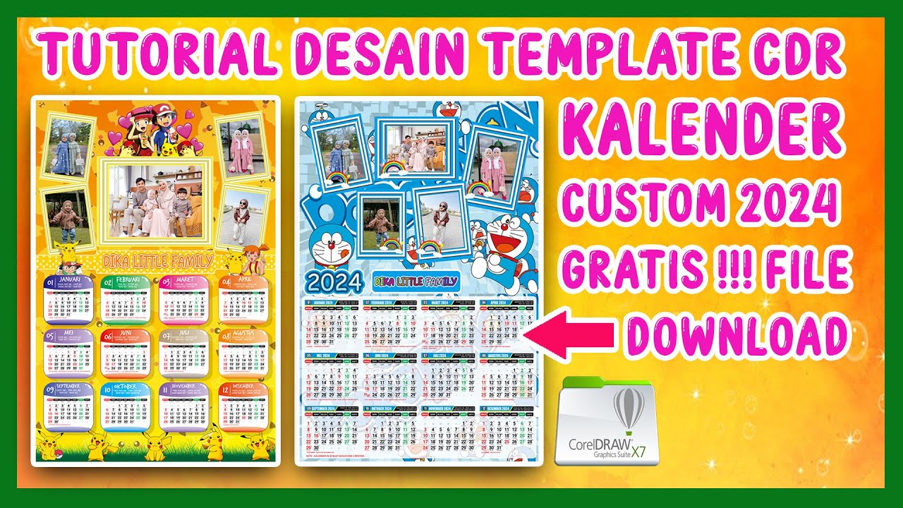 TUTORIAL DESAIN TEMPLATE KALENDER CUSTOM 2024 CORELDRAW TEMA PIKACHU ...