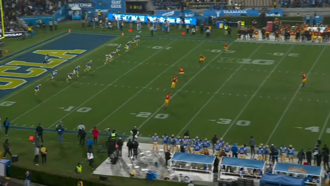 UCLA kicks off from the 5 yard line - YouTube