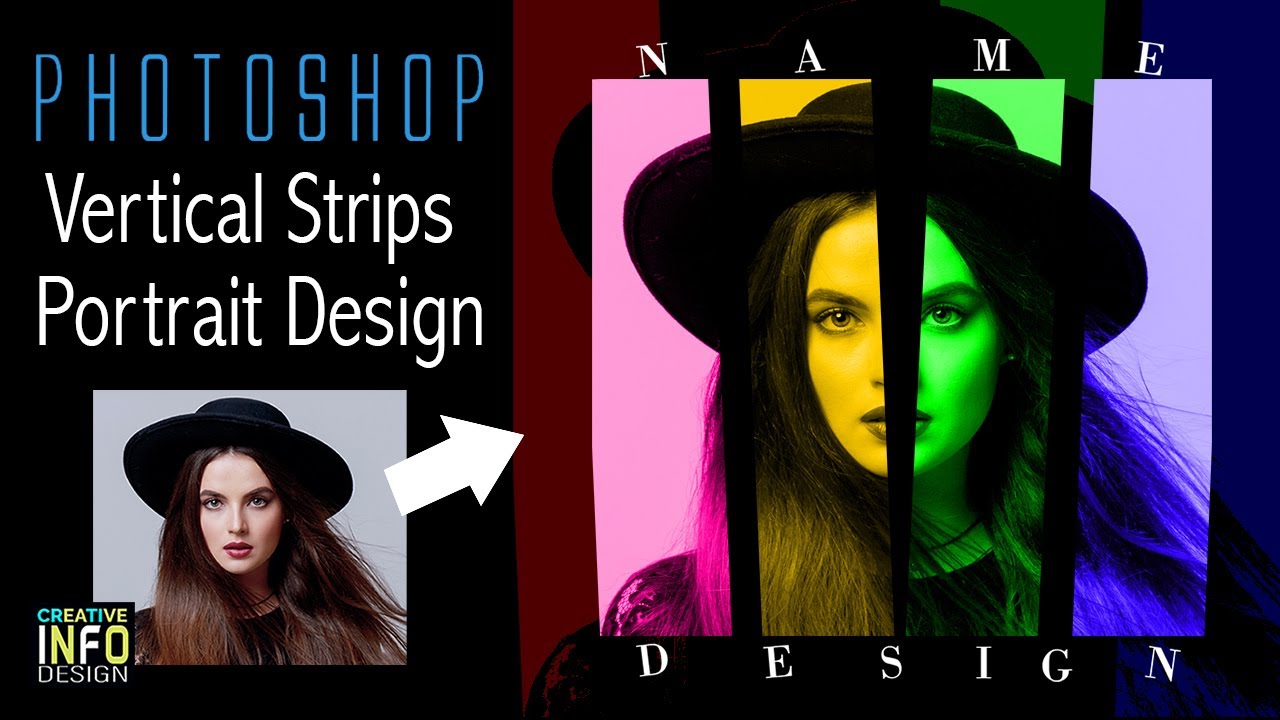 colourful design Portrait Vertical Strips Adobe Photoshop - YouTube