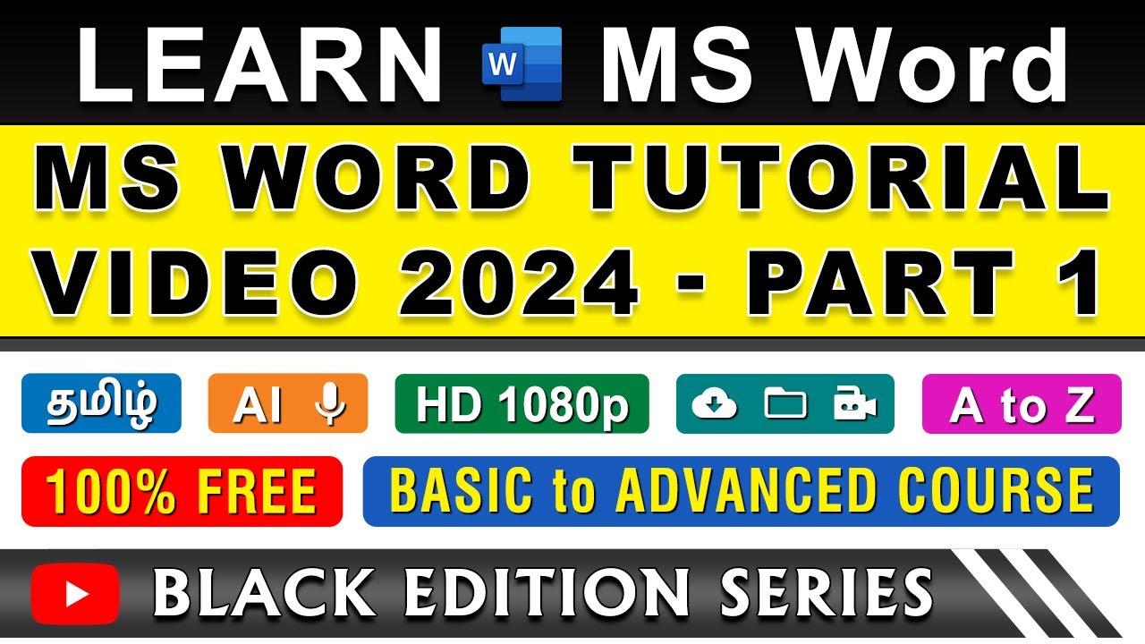 MS Word Tutorial Video 2024 - Part 1 | Basic to Advanced | 100% Free ...