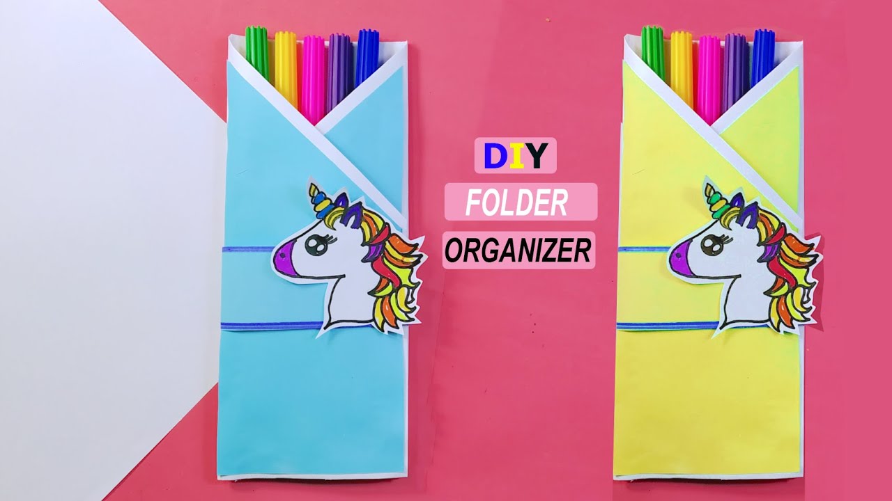 How to make folder organizer | Paper organizer | Diy unicorn folder ...