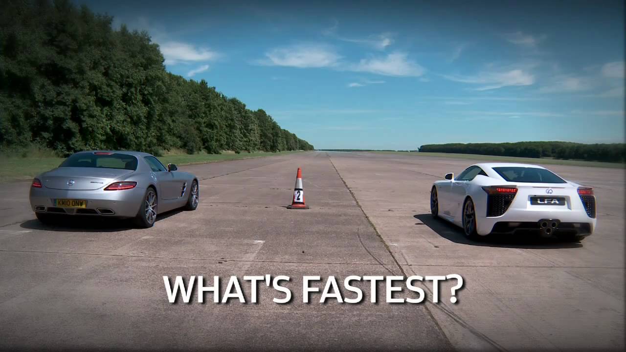 Lexus LFA vs Mercedes SLS supercar drag race - teaser by www.autocar.co ...