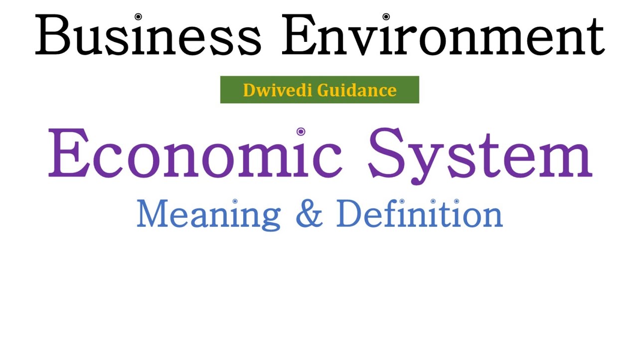 Economic System | Economic structure : meaning & definition | Business Environment, dwivedi ...