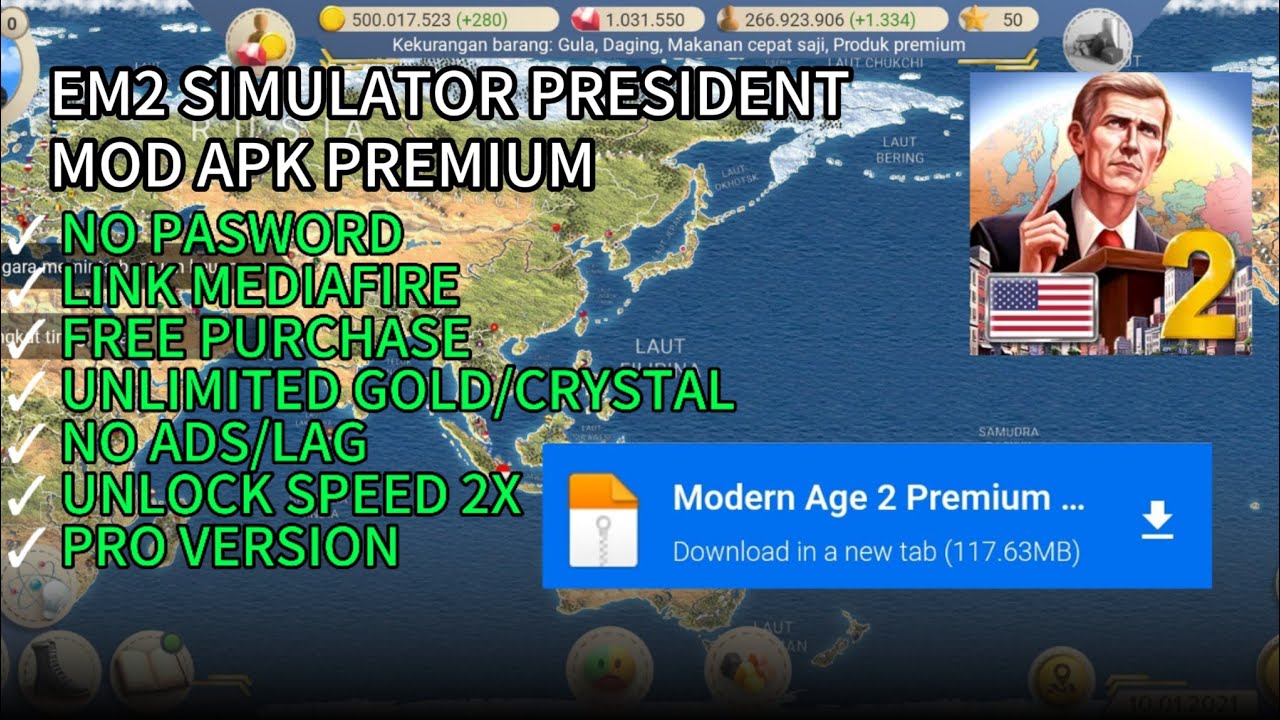 MOD EM2 SIMULATOR PRESIDENT || MOD APK PREMIUM || NO PASSWORD ...