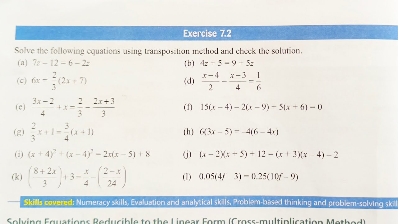 start up mathematics class 8 ch-7 solution exercise 7. 2 | linear equations |viva Education ex7 ...