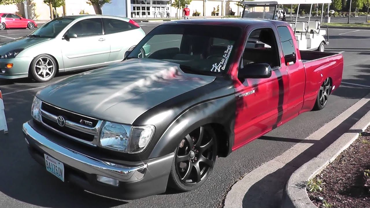 Bagged Red Toyota Tacoma - YouTube