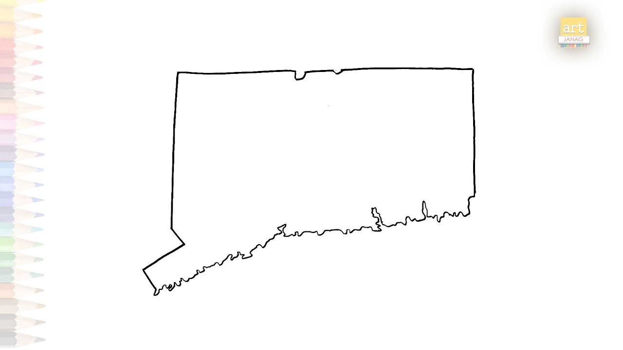 Connecticut Map drawing easy | Outline Art | How to draw Connecticut ...