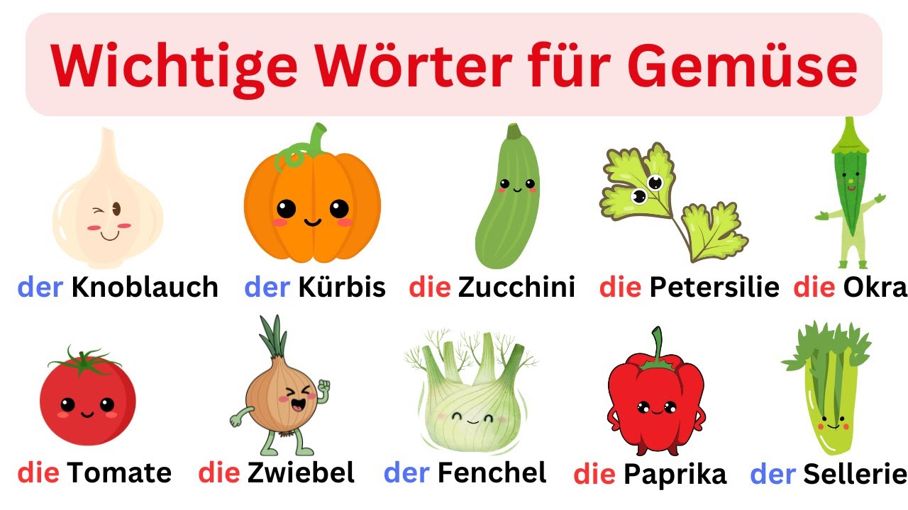 Deutsch lernen | ALLE Gemüsenamen 🥦🇩🇪 Vegetables in German with English ...