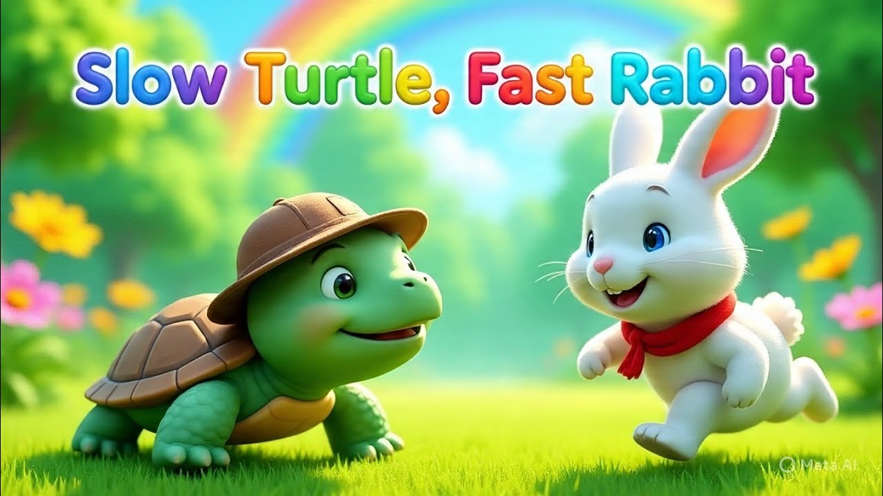 Slow Turtle, Fast Rabbit | Fun Kids Rhyme | 3D Animated Nursery Poem ...