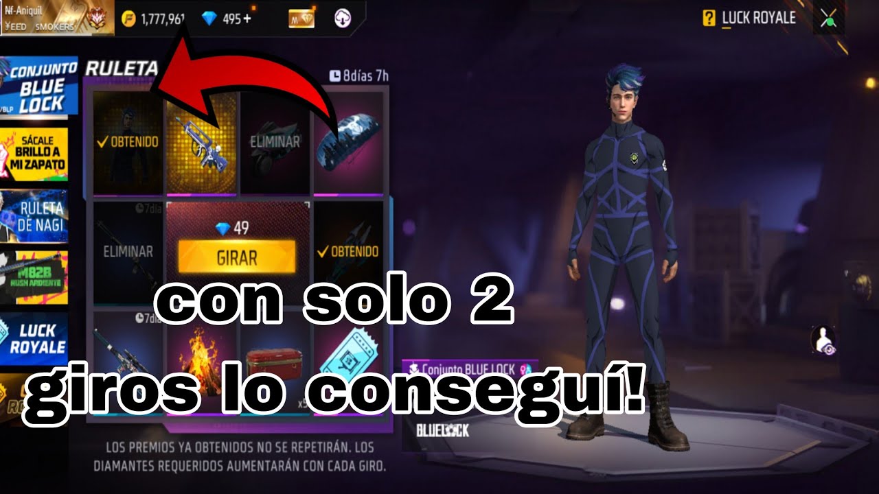 SACANDO EL CONJUNTO BLUE LOCK CON 19 DIAMANTES,RULETA MÁGICA FREE FIRE ...