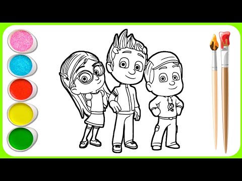 Coloring PJ Masks Amaya, Connor and Greg - PJ Masks Coloring Pages For Kids