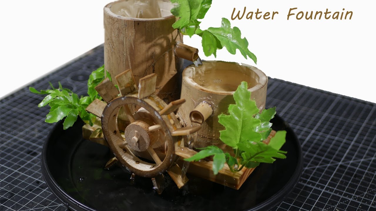 Bamboo Water Fountain with a Watermill | The calming sound of water ...