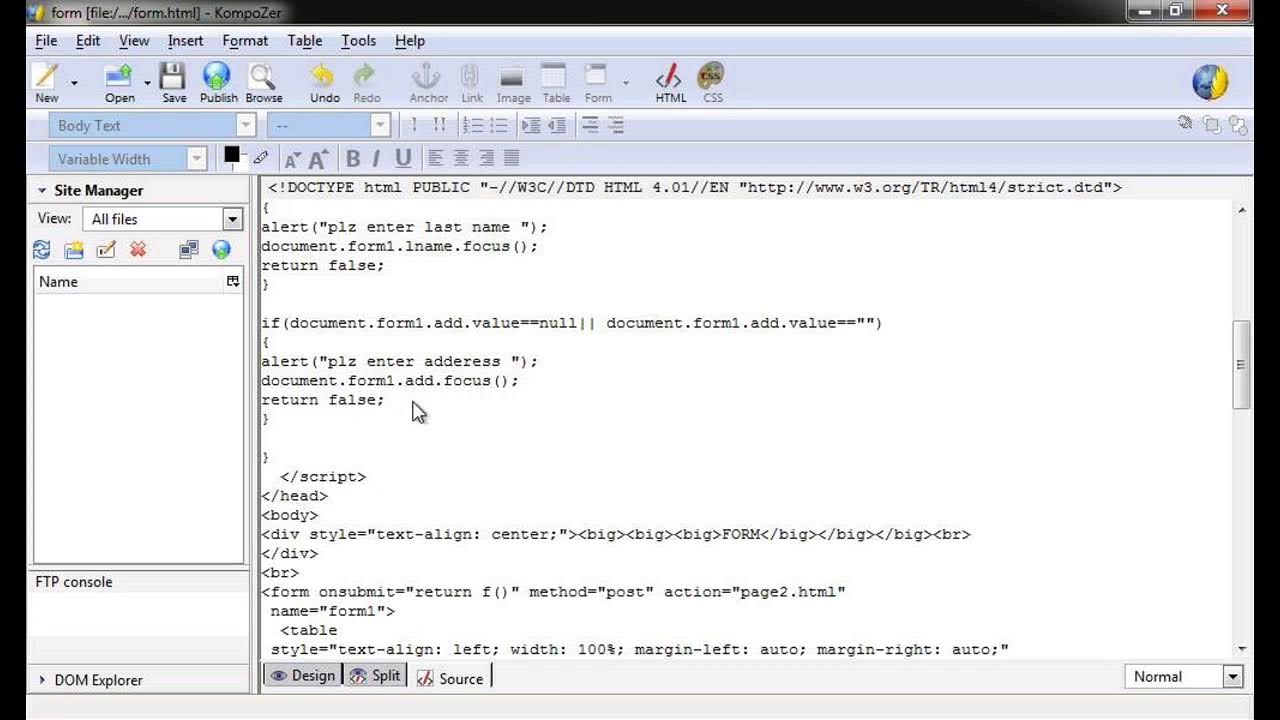 html form || using kompozer || add java script (part 2) - YouTube