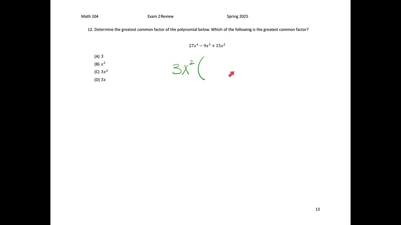 math 104 exam 2 review problem 12 - YouTube