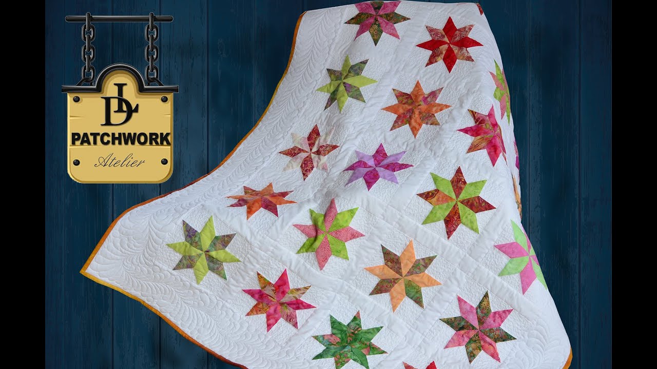Patchwork Quilt Bali Pops - Rapid Fire - Lemoyne Star - YouTube