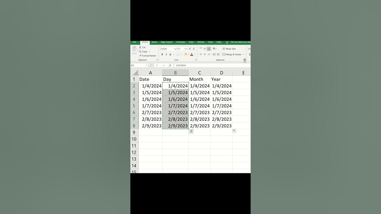 How to extract the Day, Month, and Year from a Date in MS Excel? #msexcel #exceltips # ...
