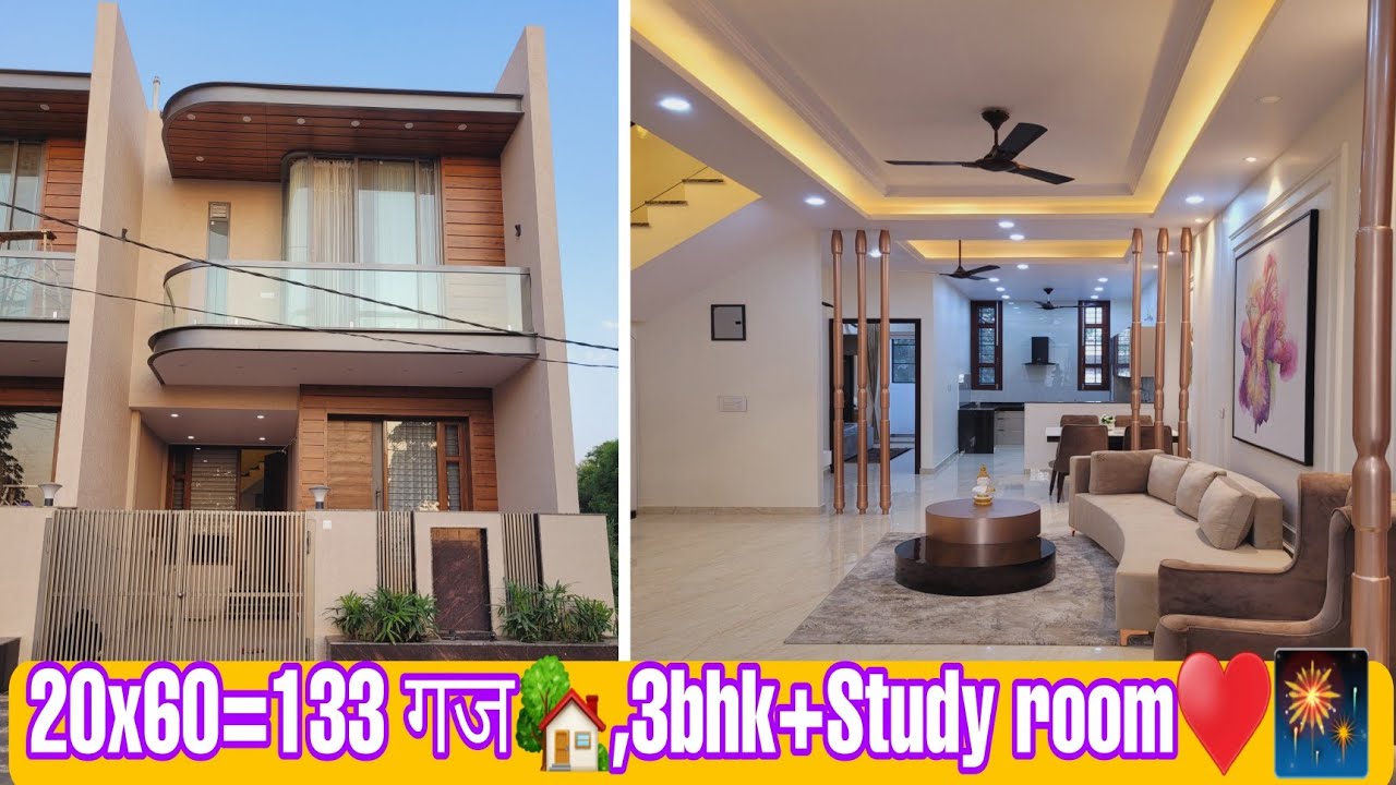 20x60=133 Gaj 3bhk+Study room🏡 western look👌🎇 Gandhipath west Vaishali ...