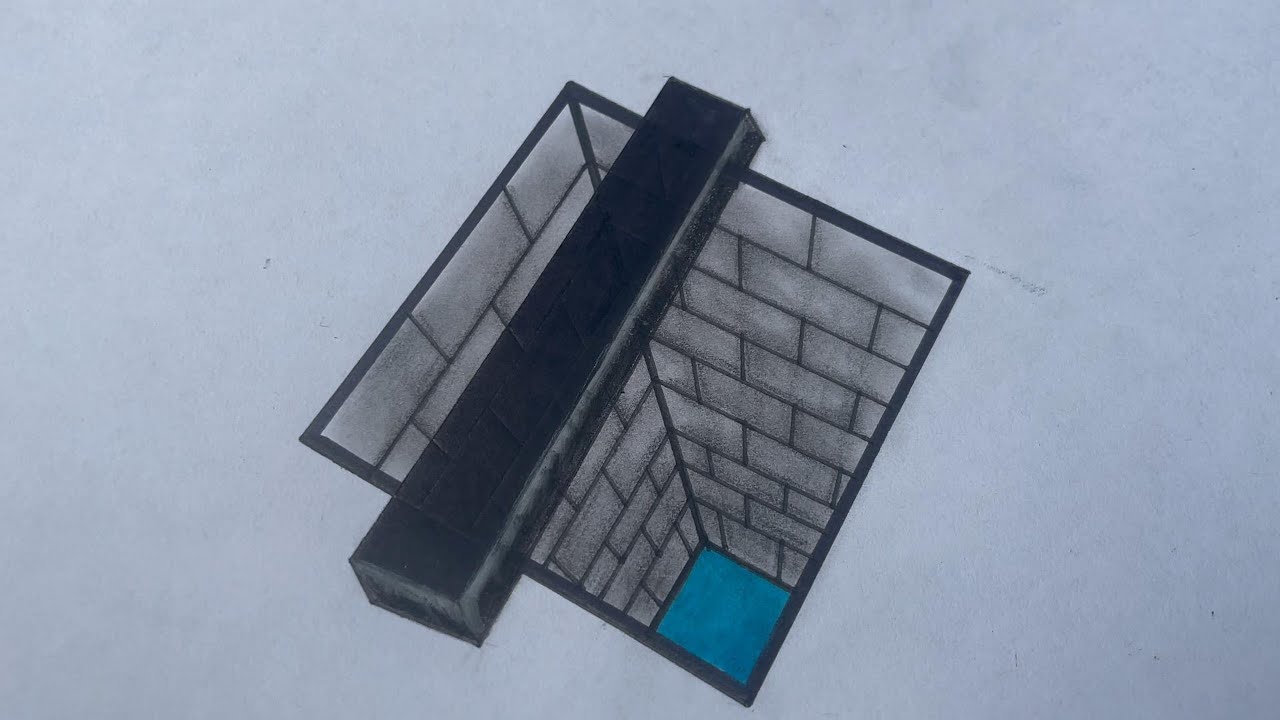 How to draw 3d brick pit optical illusion - YouTube