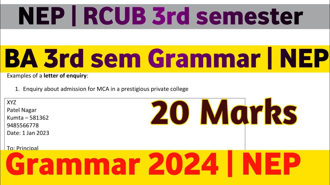 BA 3rd sem English Grammar | 20 marks | NEP | ba 3rd sem english notes ...