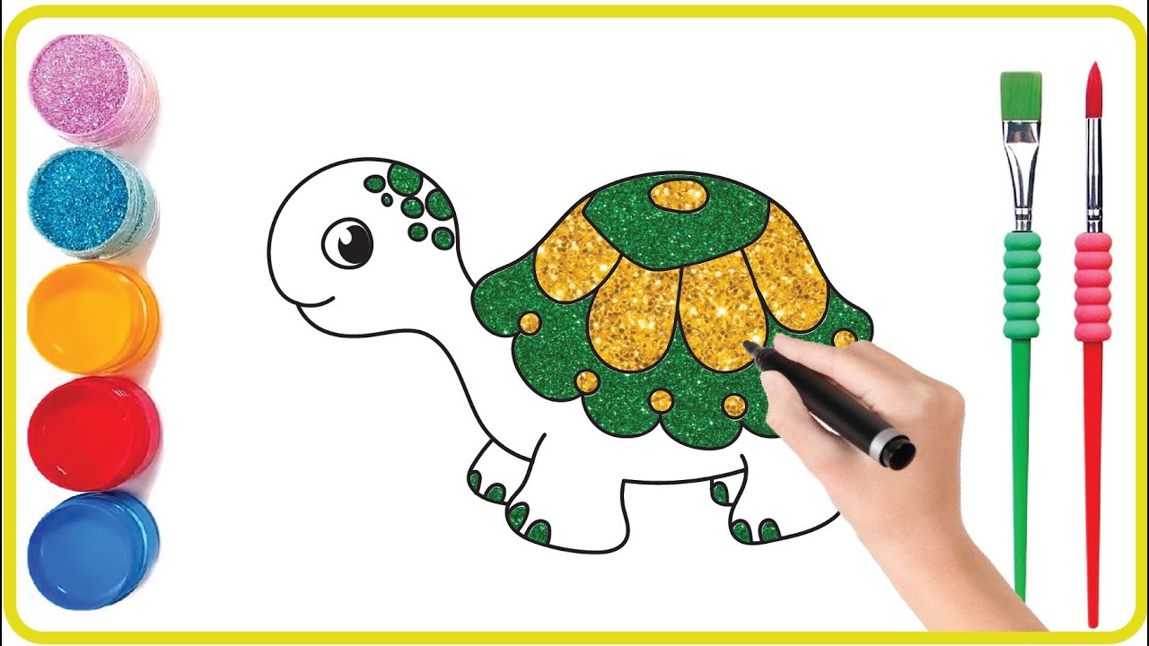 How to Draw & Color a Cute Turtle The EASIEST Way for Kids! - YouTube