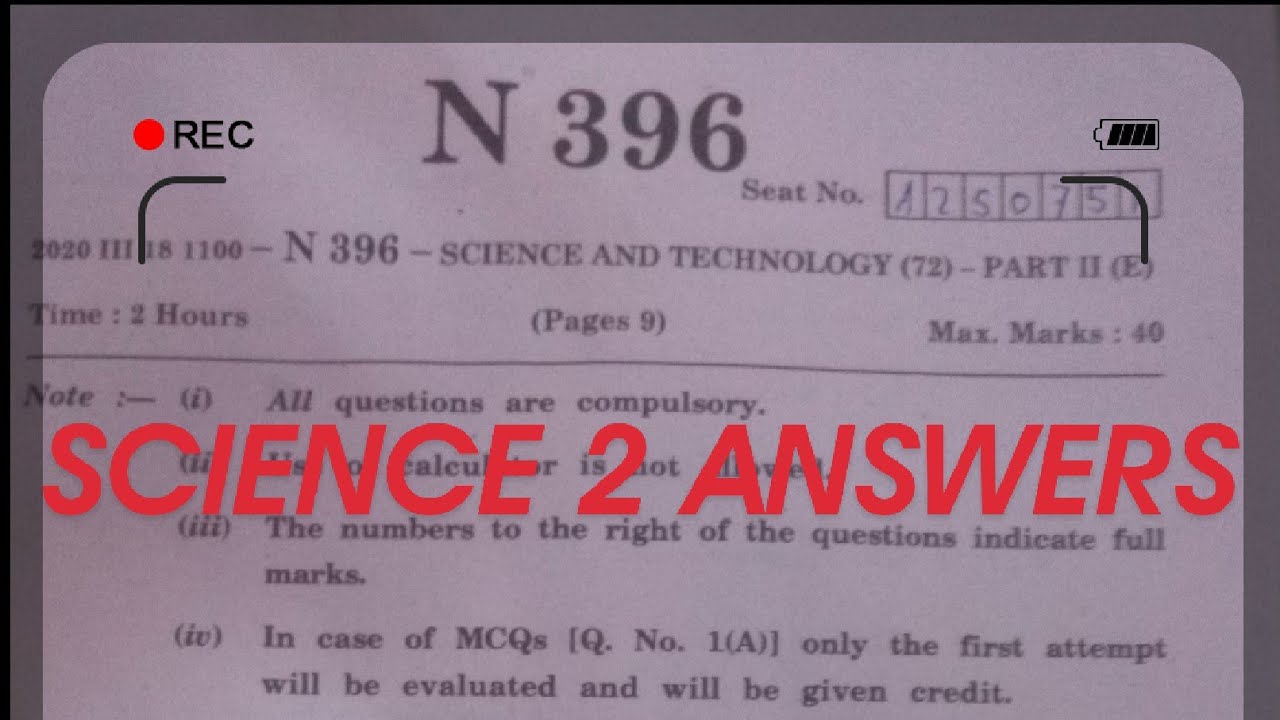 10th SSC board exam Science 2 paper answers | Board exam 2020 | Science ...